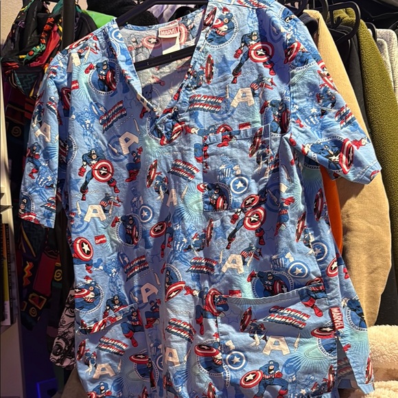 Marvel | Shirts | Marvel Captain America Unisex Scrub Top Szl | Poshmark